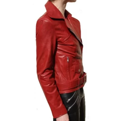 Blouson femme cuir agneau rouge, modèle Amanda personnalisable ...